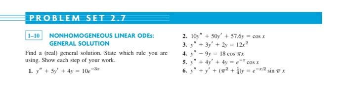 Solved 1-10 NONHOMOGENEOUS LINEAR ODES: 2. | Chegg.com
