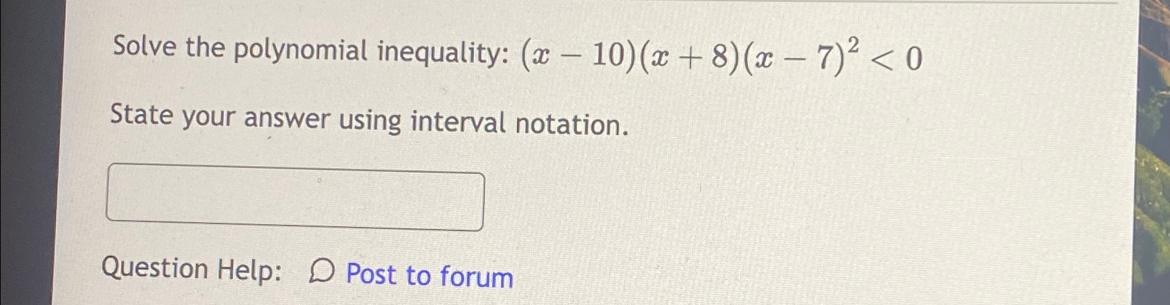 Solved Solve the polynomial inequality: | Chegg.com