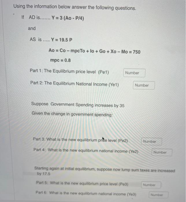 Solved Using the information below answer the following | Chegg.com