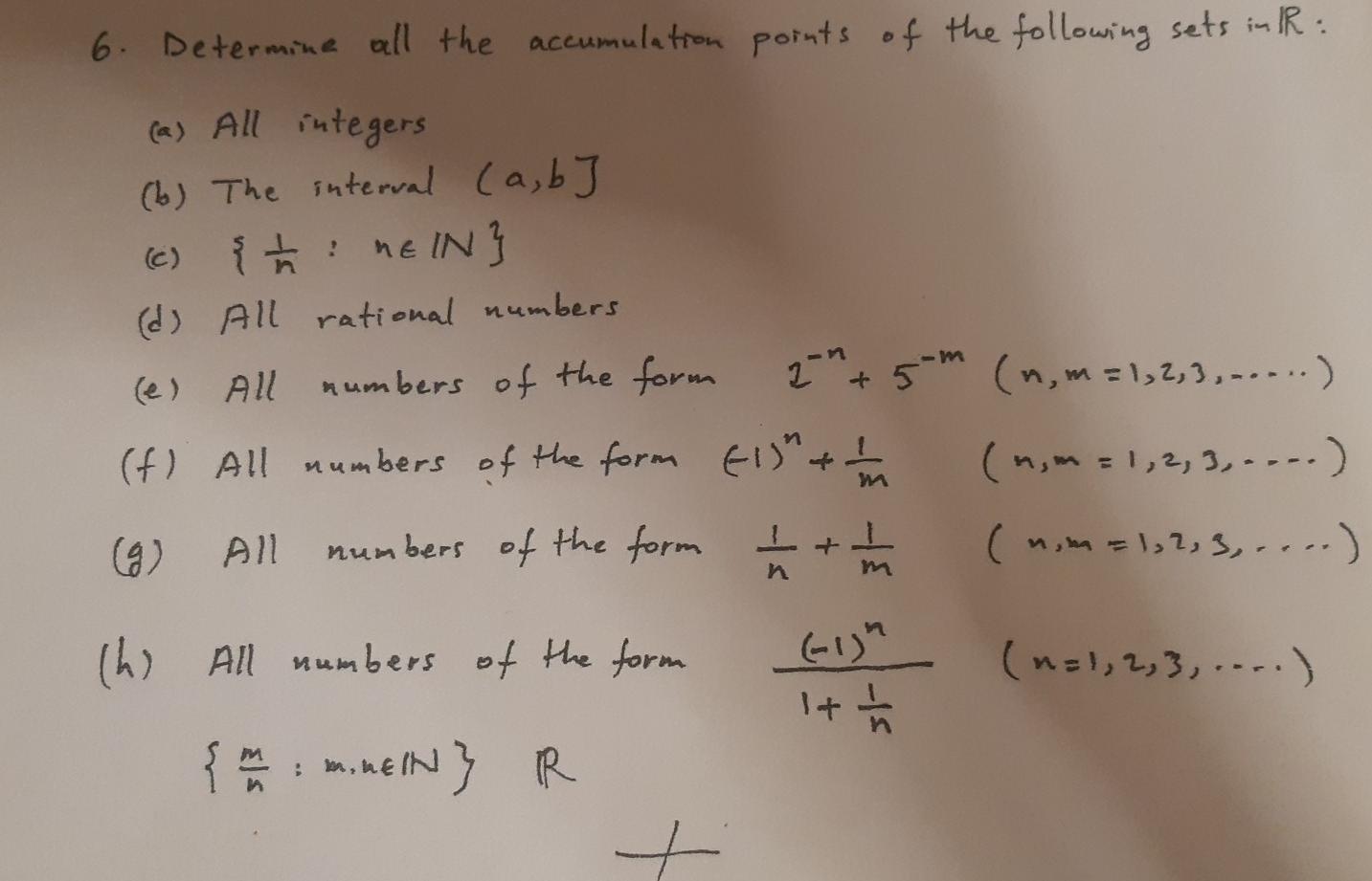 Solved 6. Determine all the accumulation points of the | Chegg.com