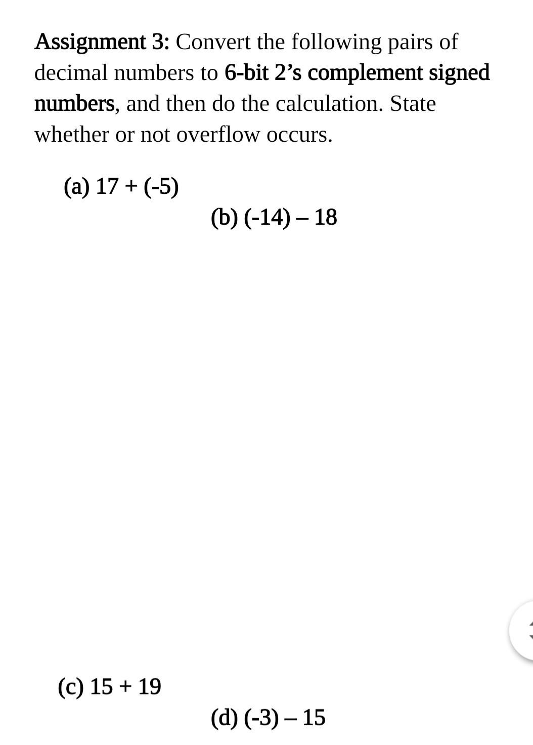 Solved Assignment 3: Convert the following pairs of decimal | Chegg.com