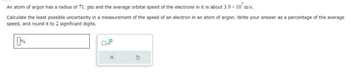 An atom of argon has a radius of 71.pm and the | Chegg.com