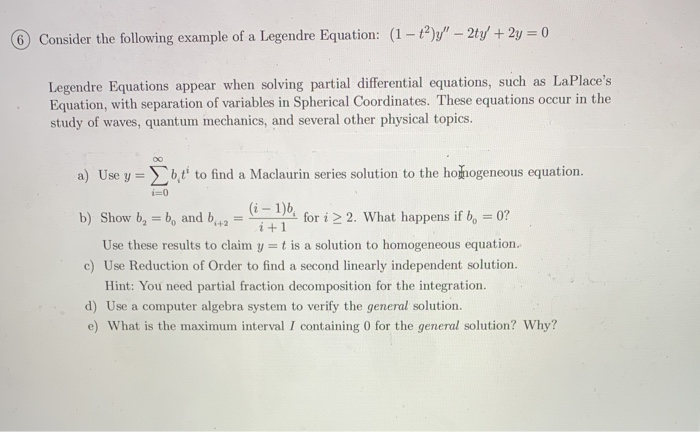 Solved 6 Consider the following example of a Legendre | Chegg.com