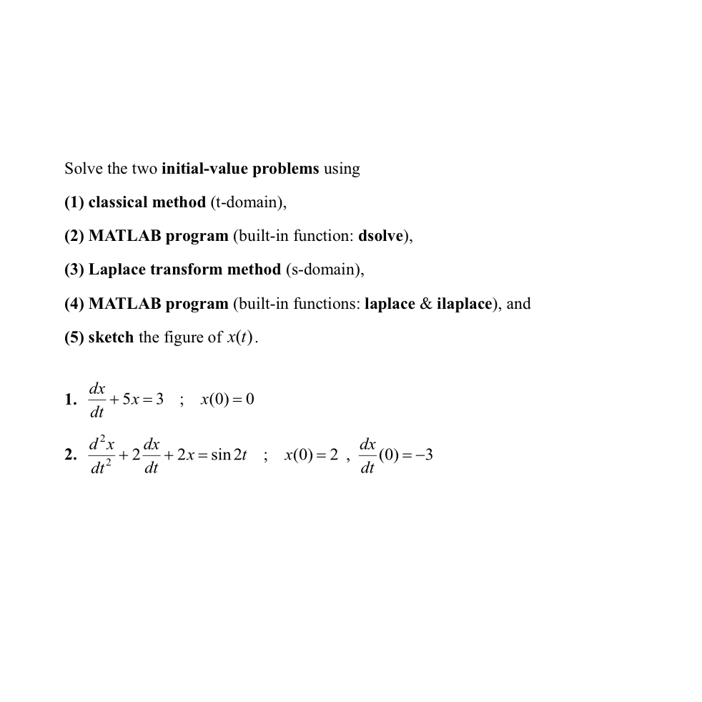 Solved Solve the two initial-value problems using(1) | Chegg.com