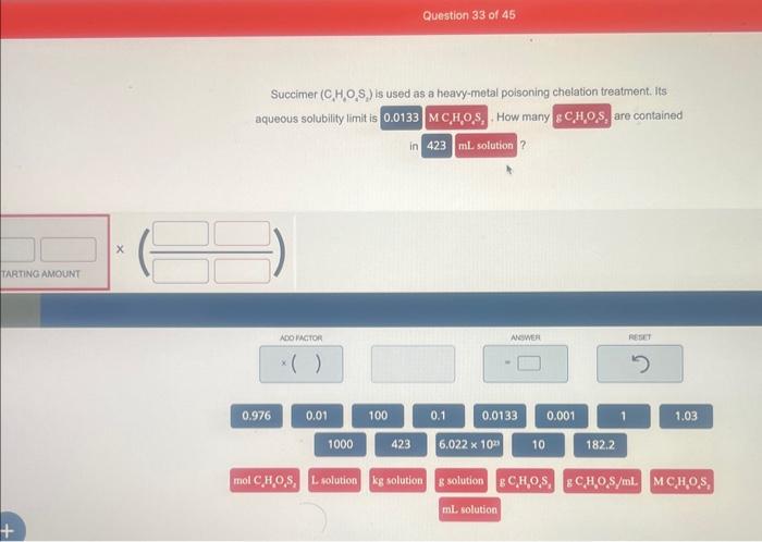 Solved Succimer (C4H2O4 S2) is used as a heavy-metal | Chegg.com