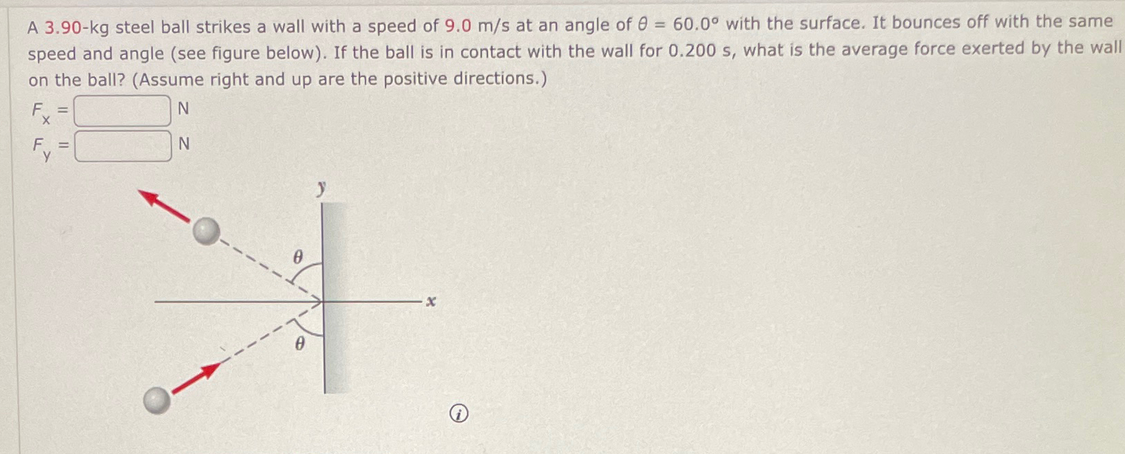 Solved A 3.90-kg ﻿steel ball strikes a wall with a speed of | Chegg.com