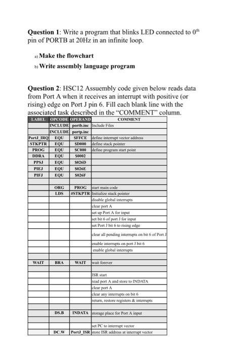 Solved Question 1: Write a program that blinks LED connected | Chegg.com