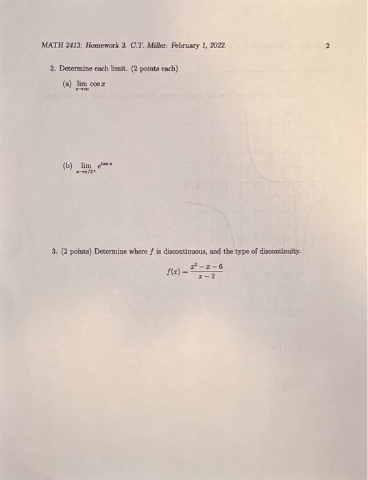 Solved MATH 213: Homework 3. C.T. Miller. February 1, 2022. | Chegg.com