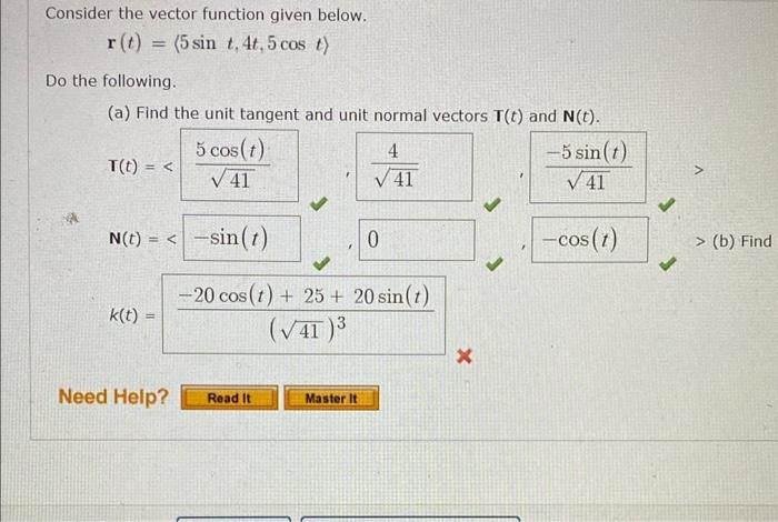 Solved Consider the vector function given below. | Chegg.com