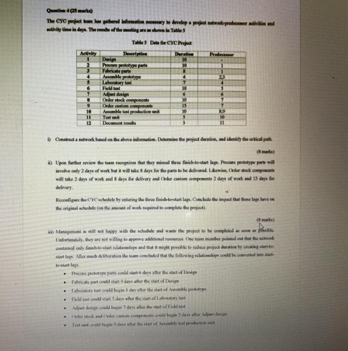 Solved 1 Question 4 (25 marks The CYC project team.hu | Chegg.com