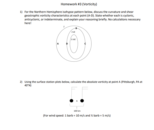 Solved Homework #3 (Vorticity)For the Northern Hemisphere | Chegg.com