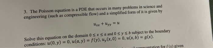 Solved 3. The Poisson equation is a PDE that occurs in many | Chegg.com