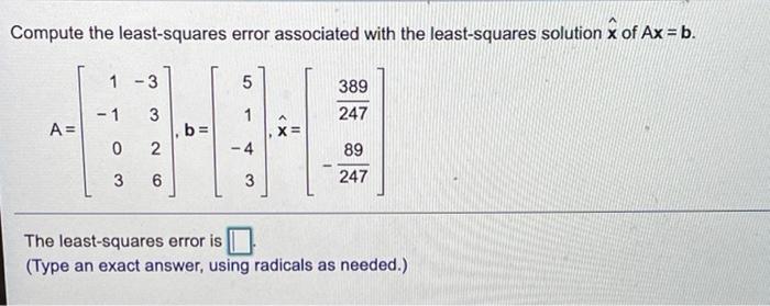 Solved Compute the least-squares error associated with the | Chegg.com