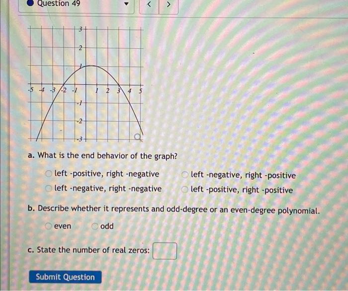 Solved a. What is the end behavior of the graph? left | Chegg.com