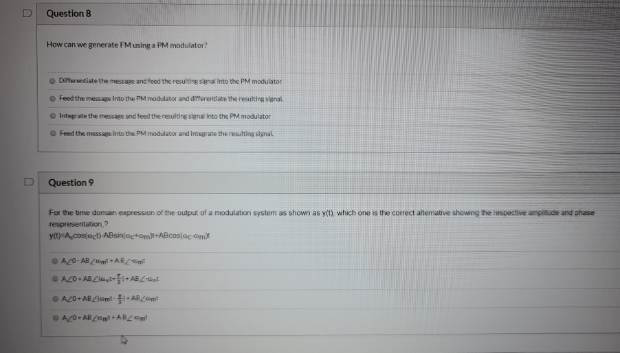 Solved Question 8 How can we generate FM using a PM | Chegg.com