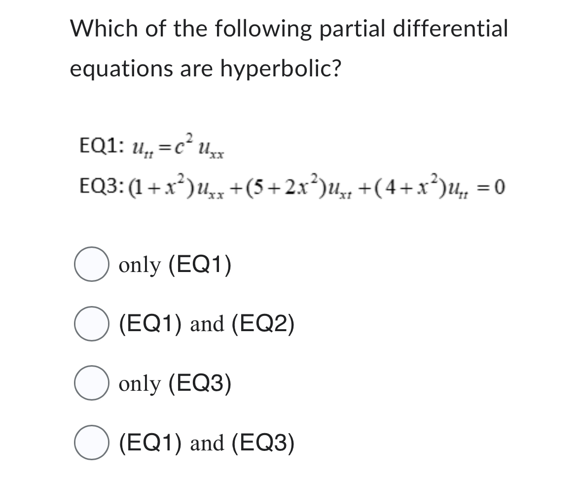 Solved Which of the following partial differential equations | Chegg.com