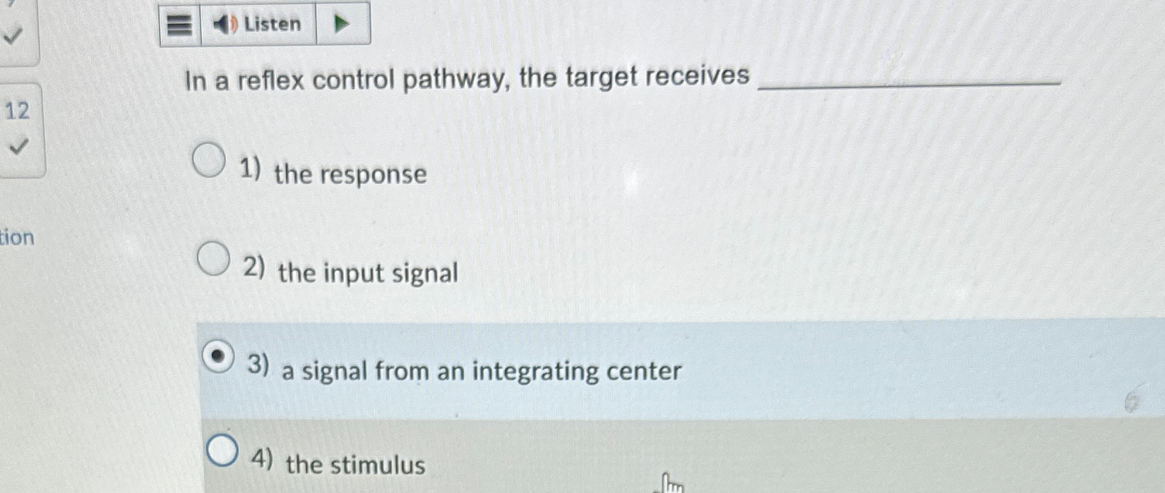 Solved ListenIn a reflex control pathway, the target | Chegg.com