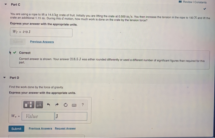 Solved Review Constants Part C You are using a rope to lift | Chegg.com