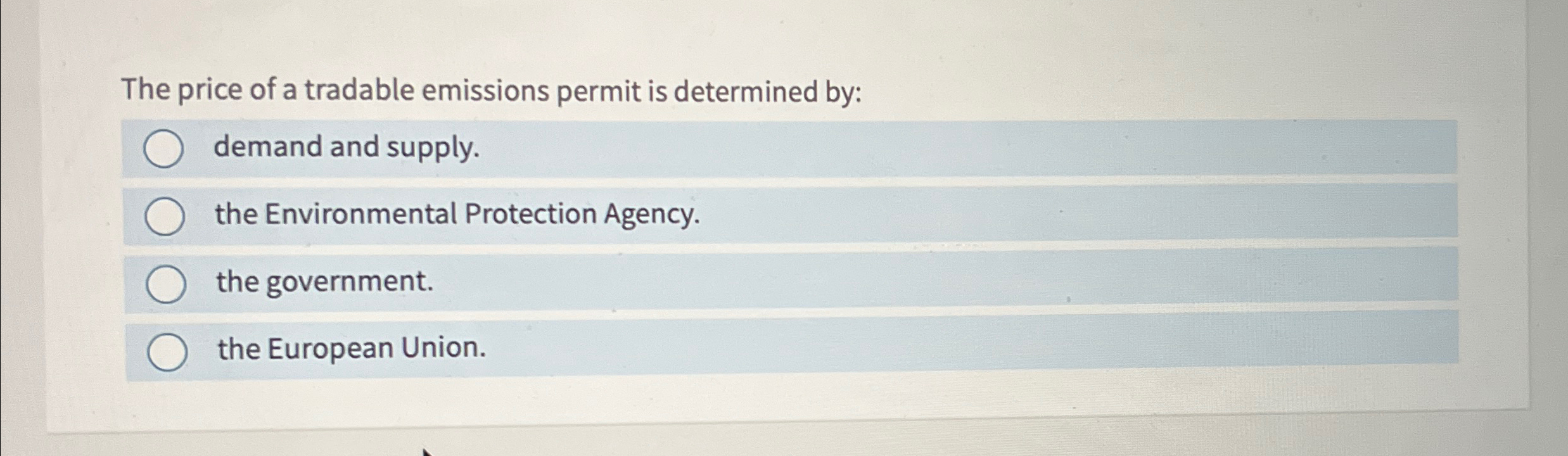 Solved The price of a tradable emissions permit is | Chegg.com