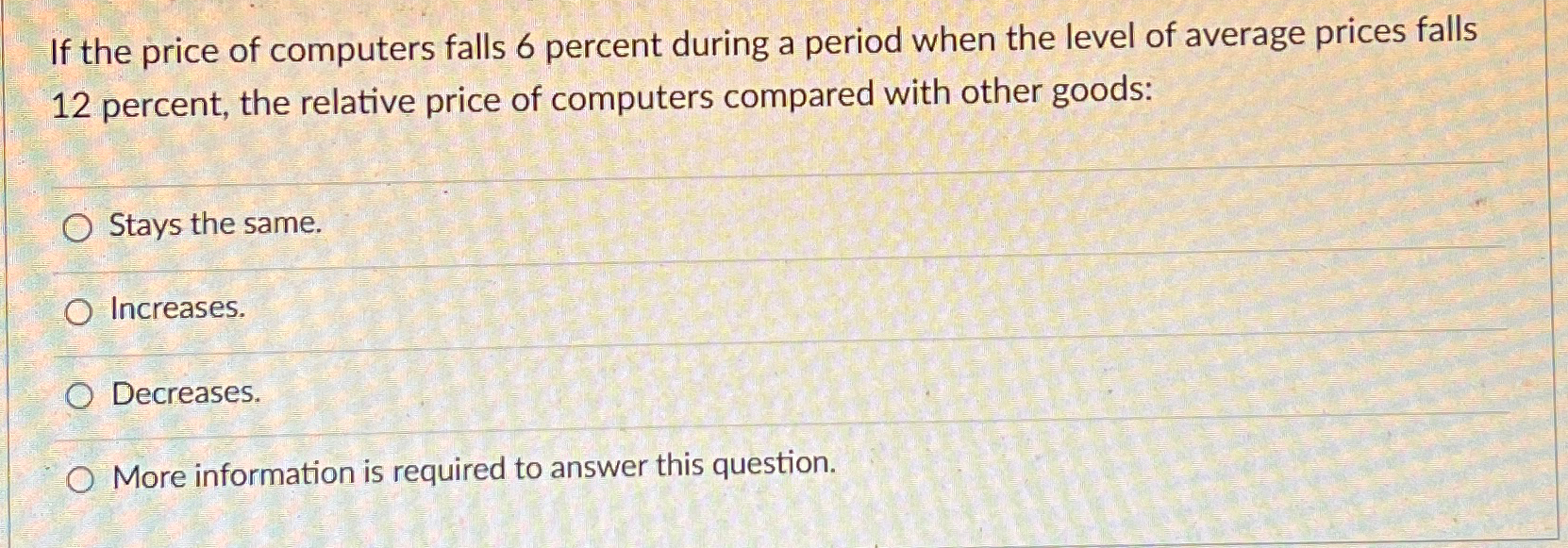 Solved If the price of computers falls 6 ﻿percent during a | Chegg.com