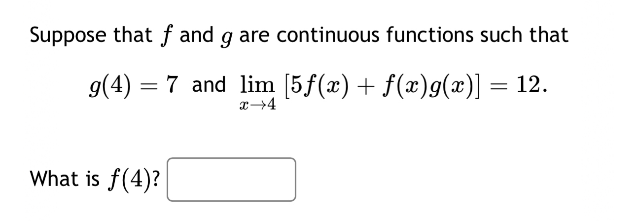 Solved Suppose that f ﻿and g ﻿are continuous functions such | Chegg.com