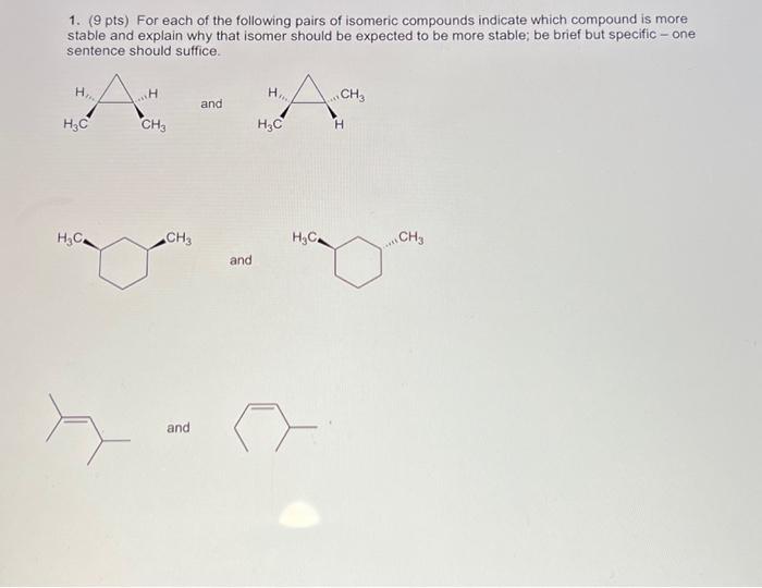 Solved 1. (9 pts) For each of the following pairs of | Chegg.com