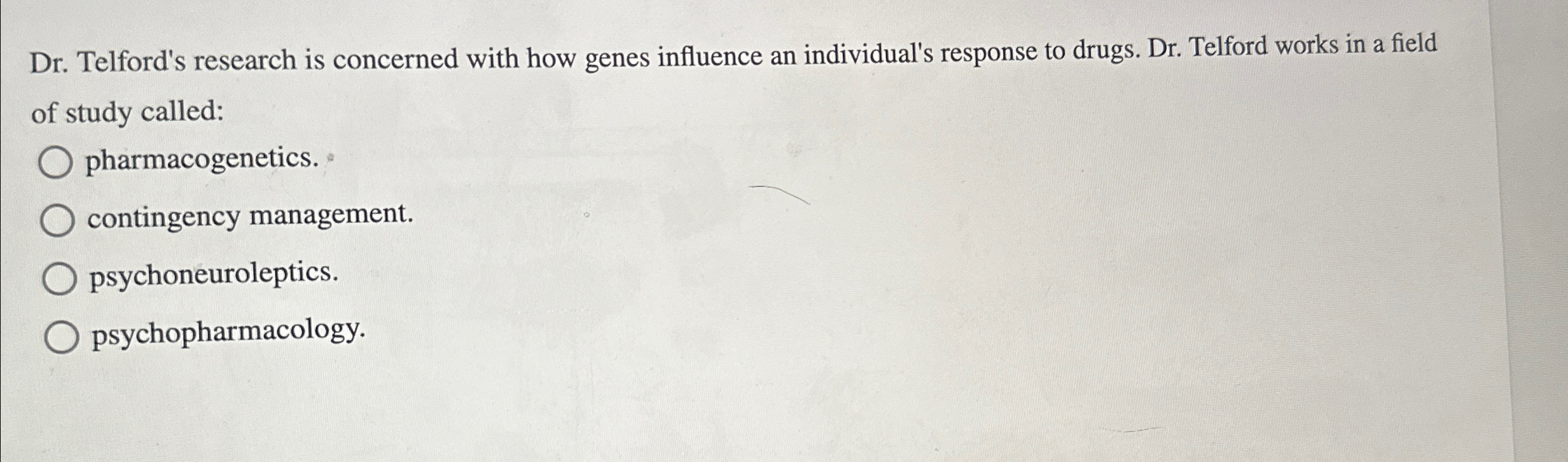 Solved Dr. ﻿Telford's research is concerned with how genes | Chegg.com