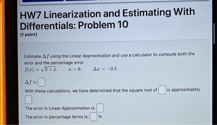 Solved Hw7 Linearization And Estimating With Differentials