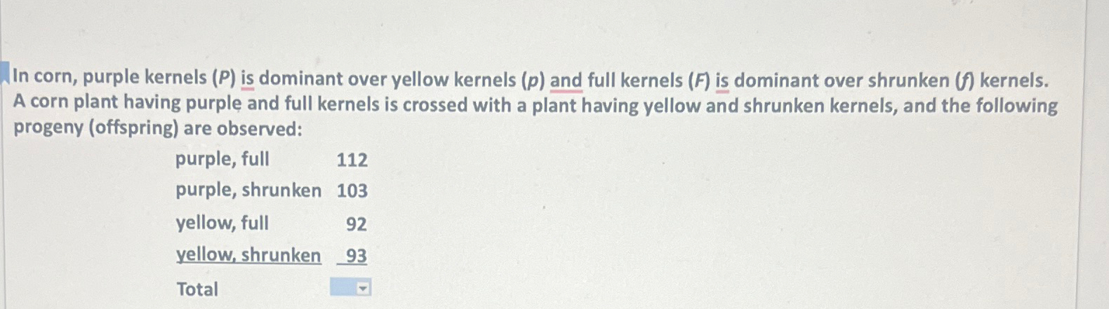 Solved In corn, purple kernels (P) ﻿is dominant over yellow | Chegg.com