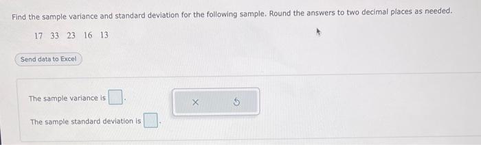 Solved Find the sample variance and standard deviation for | Chegg.com