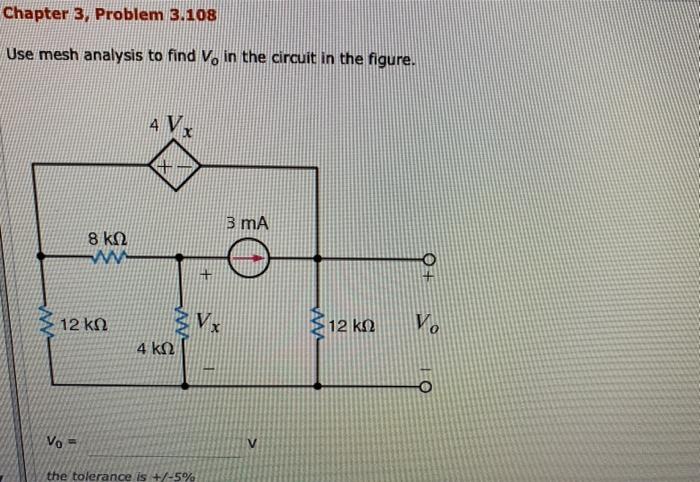 Solved Chapter 3. Problem 3.107 (Circuit Solution) Find V. | Chegg.com