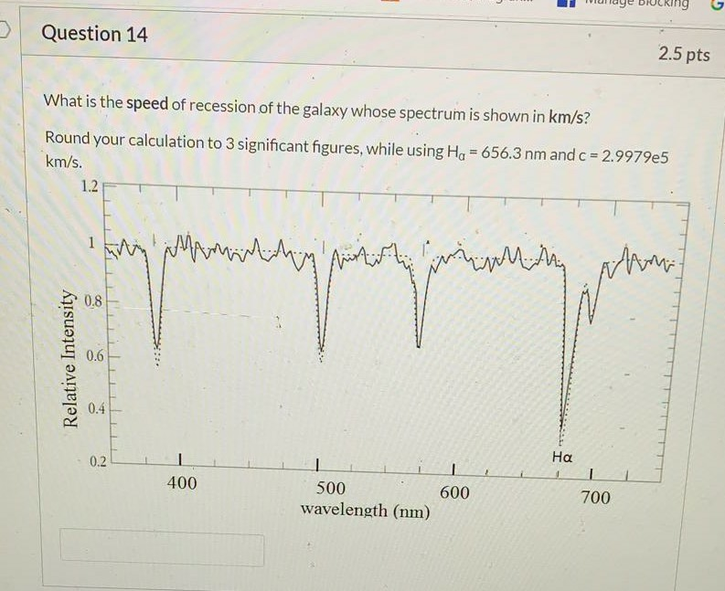 Solved Question 14 2.5 pts What is the speed of recession of | Chegg.com