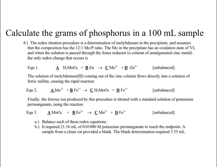 Calculate the grams of phosphorus in a 100 mL sample | Chegg.com
