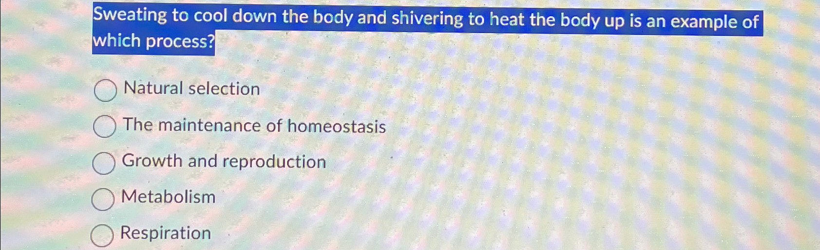 Solved Sweating to cool down the body and shivering to heat | Chegg.com