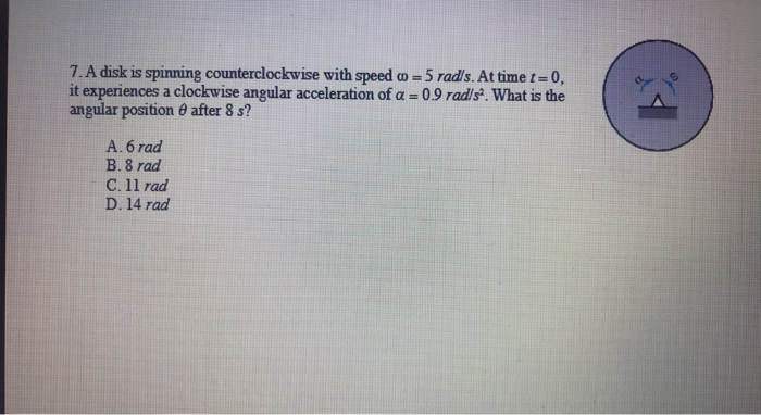 Solved 7. A disk is spinning counterclockwise with speed - = | Chegg.com