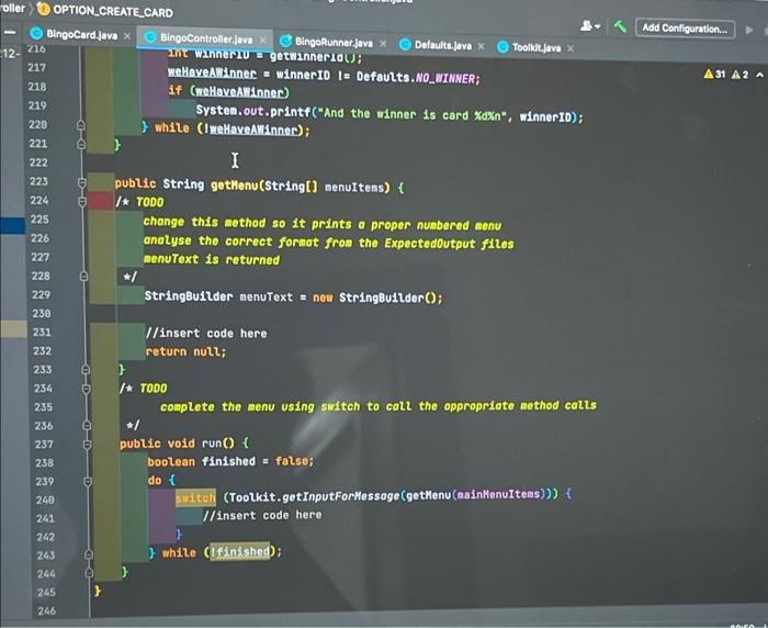 Defaults.java Toolkit.Java BingoCard.java | Chegg.com