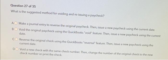 Solved Question 27 of 35 What is the suggested method for | Chegg.com