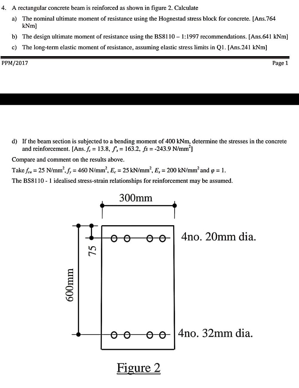 4. A rectangular concrete beam is reinforced as shown | Chegg.com