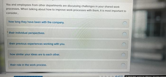 Solved You and employees from other departments are | Chegg.com