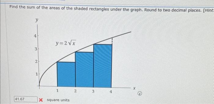 Solved Find the sum of the areas of the shaded rectangles | Chegg.com