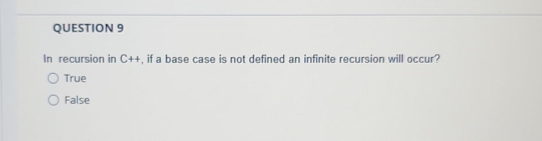 Solved In Recursion In C If A Base Case Is Not Defined An 5914