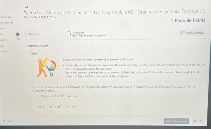 Solved VPractice Writing in Mathematics: Learning Module 08 | Chegg.com