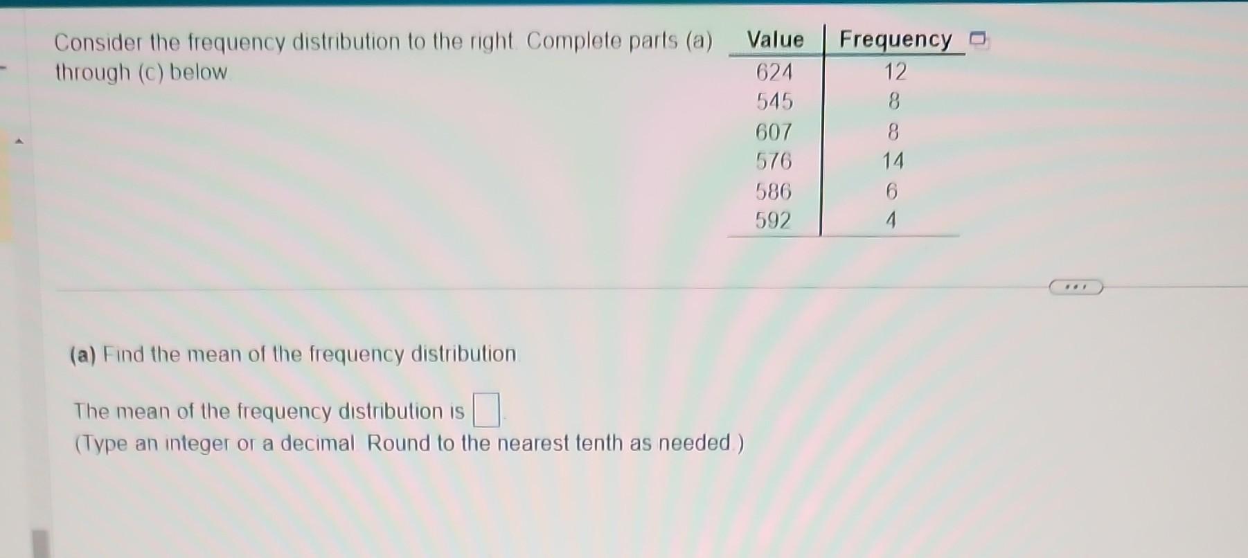 Solved Consider the frequency distribution to the right | Chegg.com