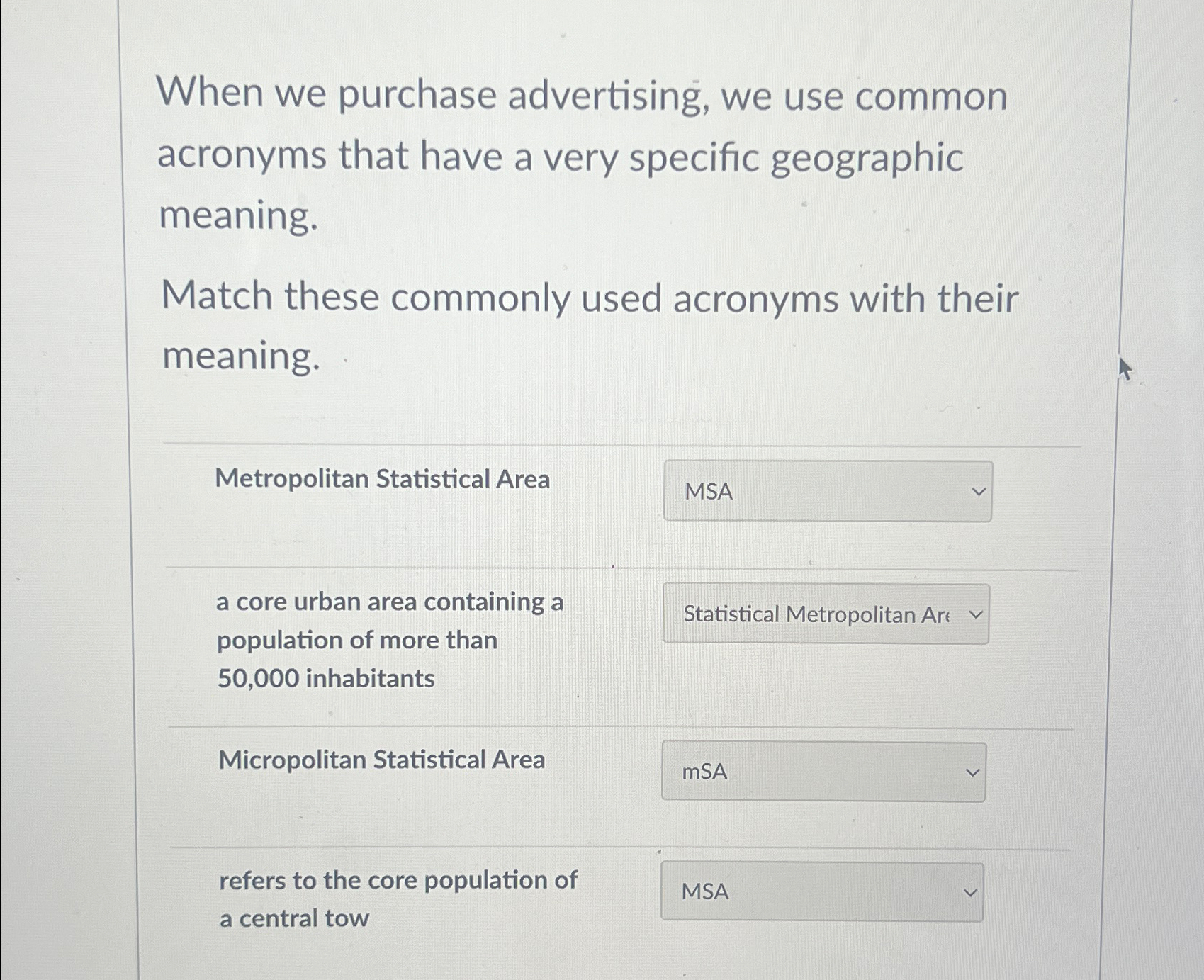 Solved When we purchase advertising, we use common acronyms | Chegg.com