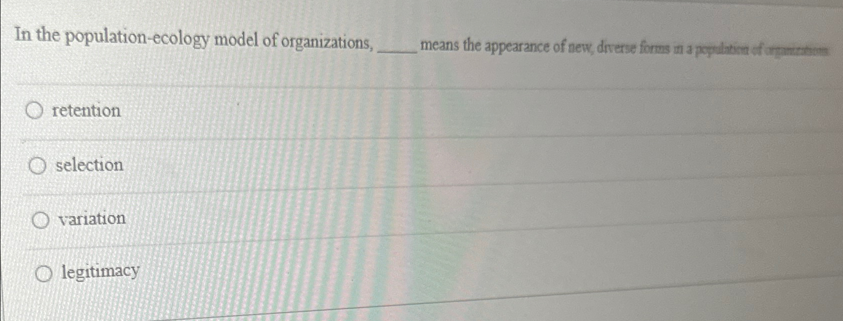 Solved In the population-ecology model of organizations, | Chegg.com