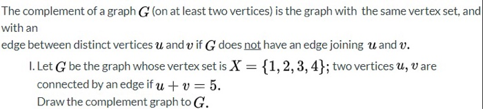 Solved The complement of a graph G (on at least two | Chegg.com
