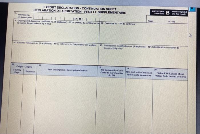 Doc, B13A Export reporting Take the item you imported | Chegg.com