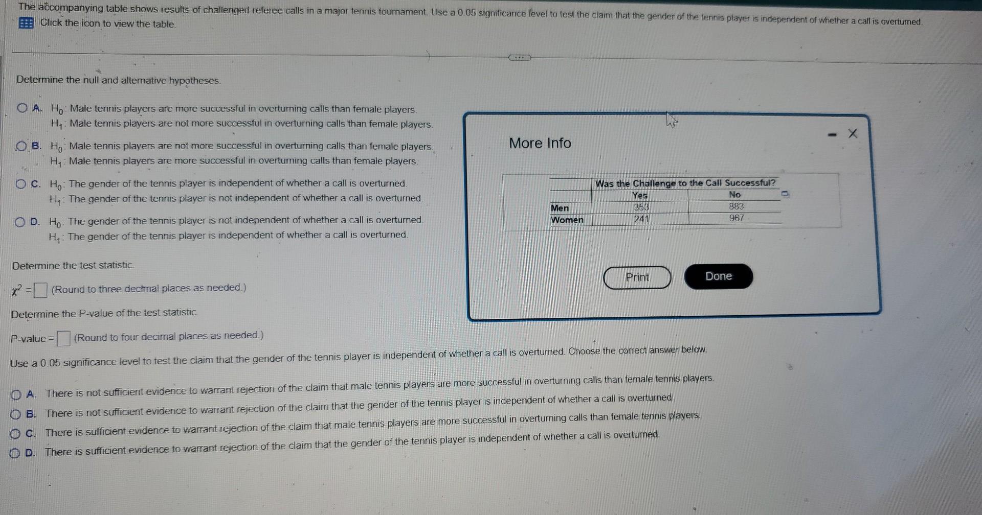 Solved Click the icon to view the table Determine the null | Chegg.com