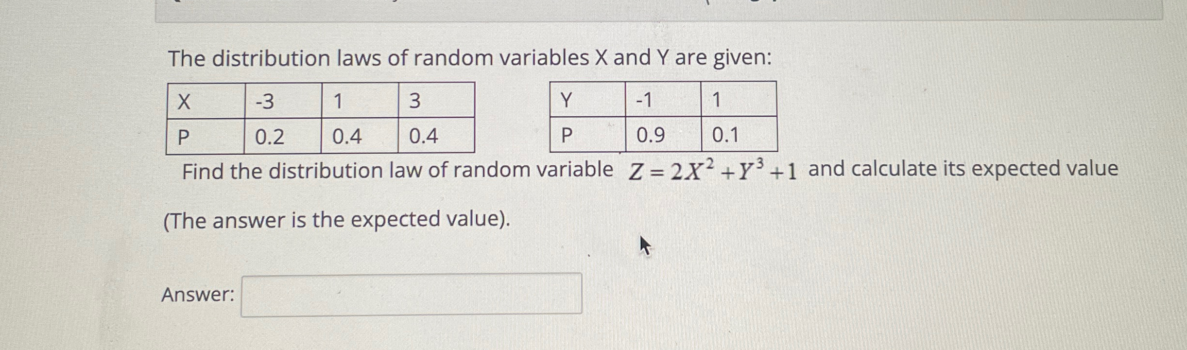 Solved The distribution laws of random variables x ﻿and Y | Chegg.com