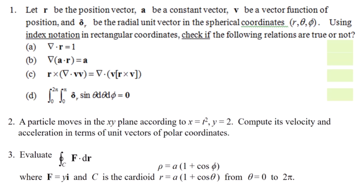 Solved Let r ﻿be the position vector, a be a constant | Chegg.com
